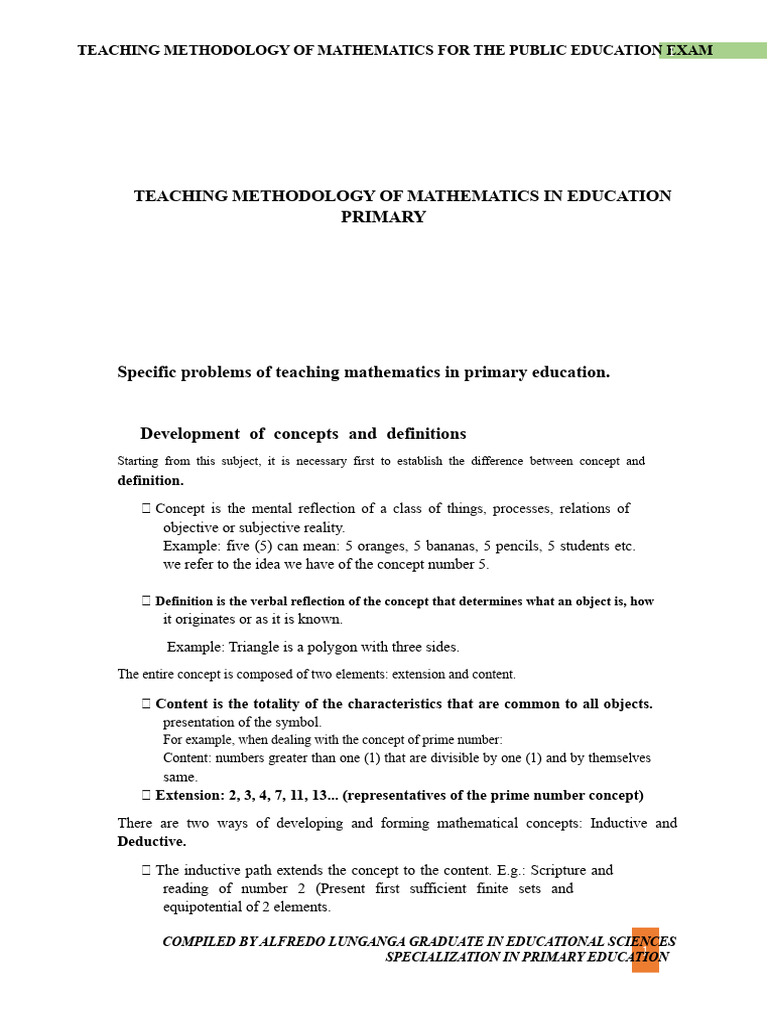 Methodology of Teaching Mathematics | PDF | Division (Mathematics ...