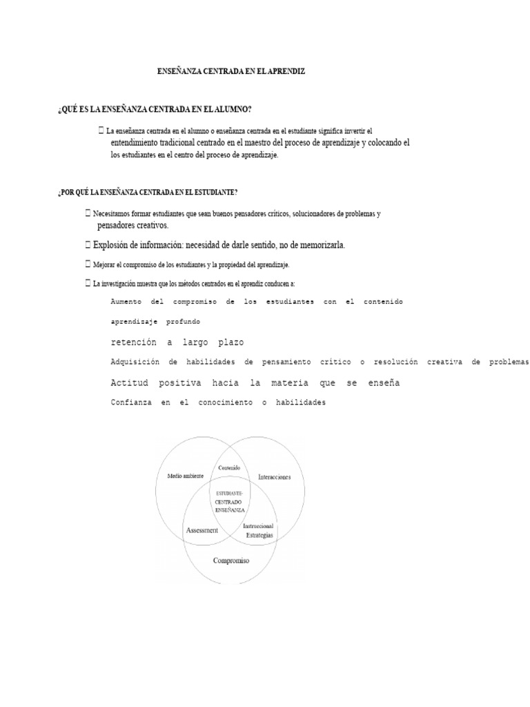 Enseñanza Centrada en El Aprendizaje | PDF | Enseñando | Aprendizaje