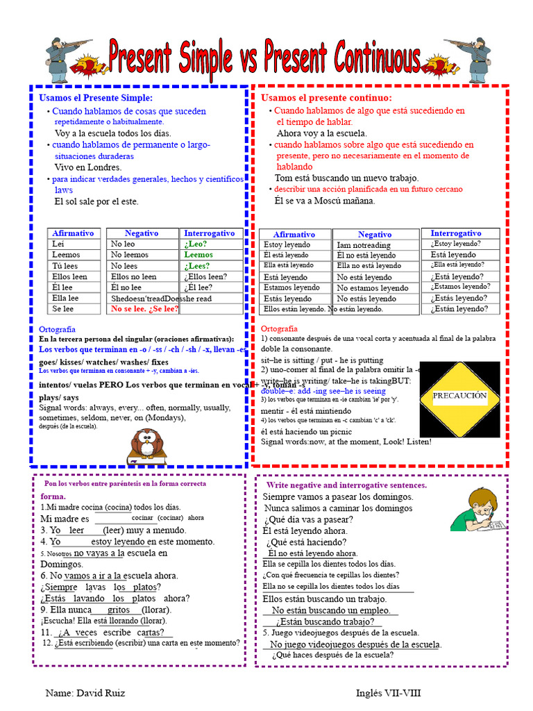 GRAMÁTICA 1 - Presente Simple Vs Presente Continuo | PDF | Idiomas ...
