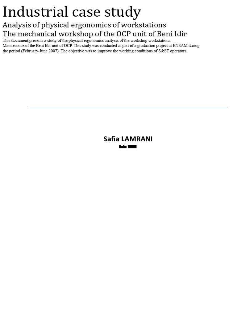 case study OCP ergonomics master's 2011 | PDF