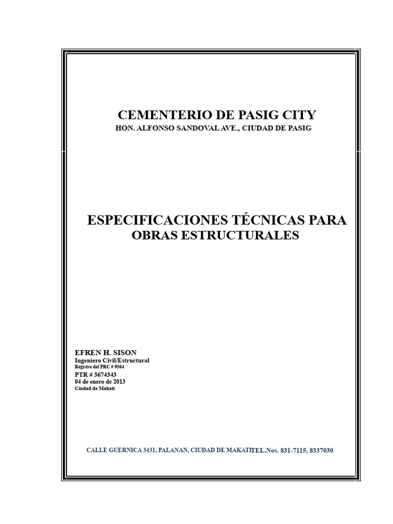 Especificaciones Técnicas para Obras Estructurales | PDF | Hormigón ...