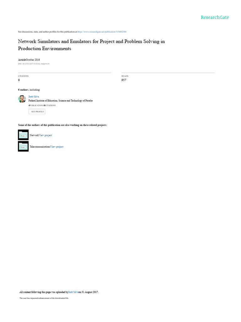 Network Simulators and Emulators For Project and Problem Solving in ...