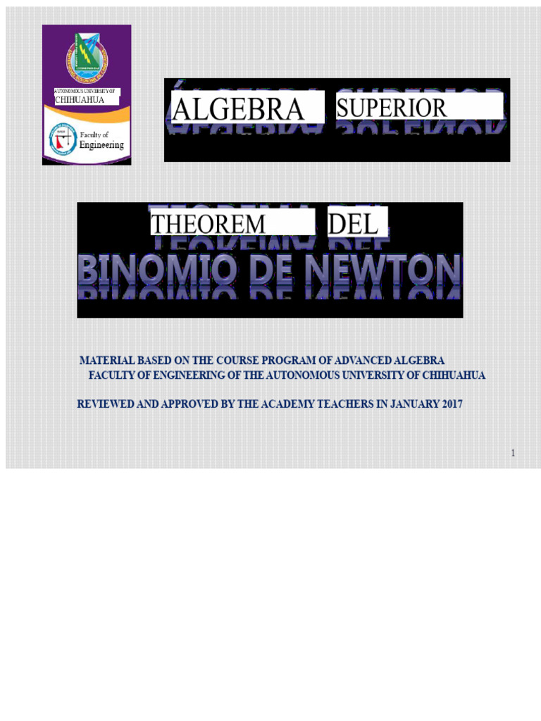 3 Newton's Binomial | PDF | Summation | Mathematical Objects