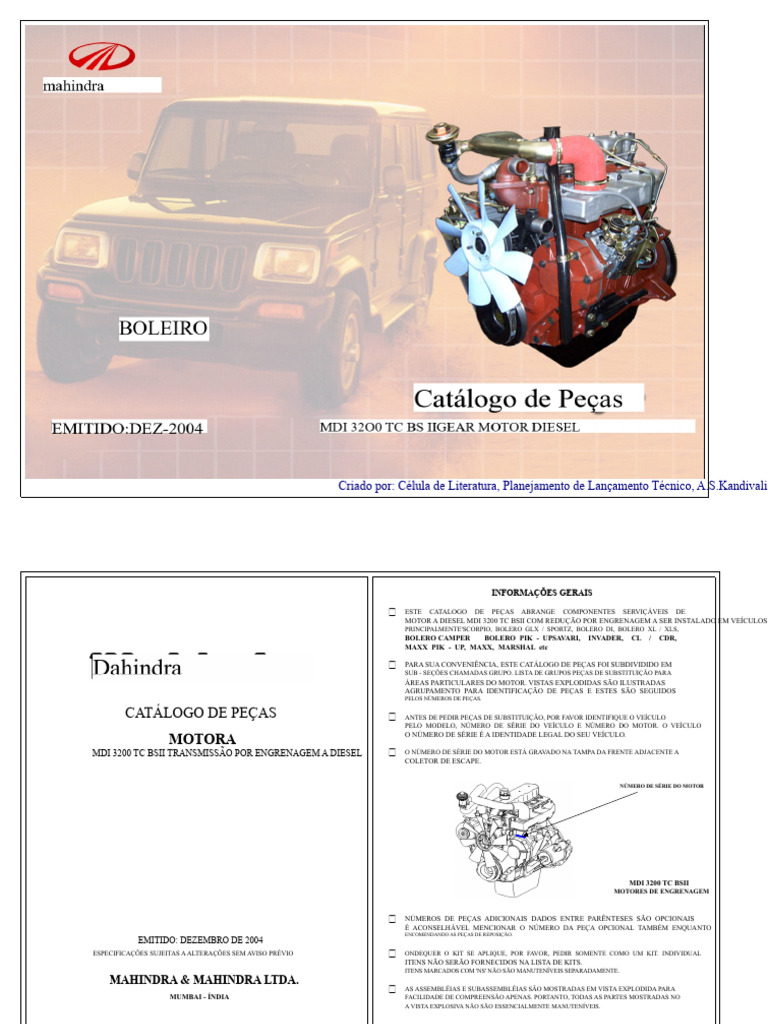Catálogo de Peças Motor Diesel MDI 3200 | PDF | Pistão | Turbocompressor