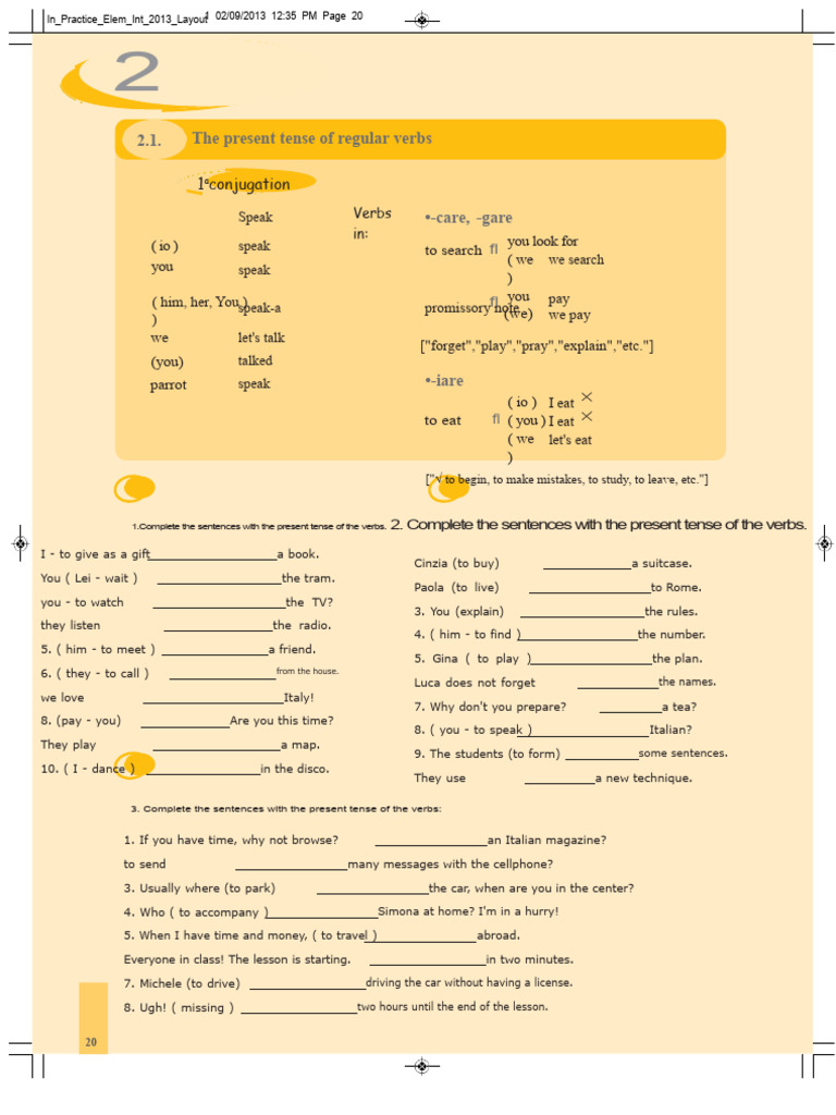 Present Tense of Regular Verbs Guide | PDF | Adjective | Grammatical ...