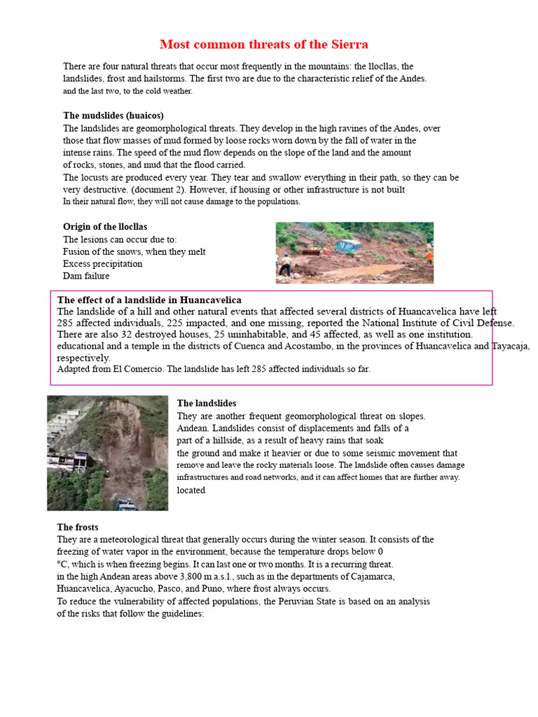 Common Natural Threats in the Sierra | PDF | Landslide | Hail