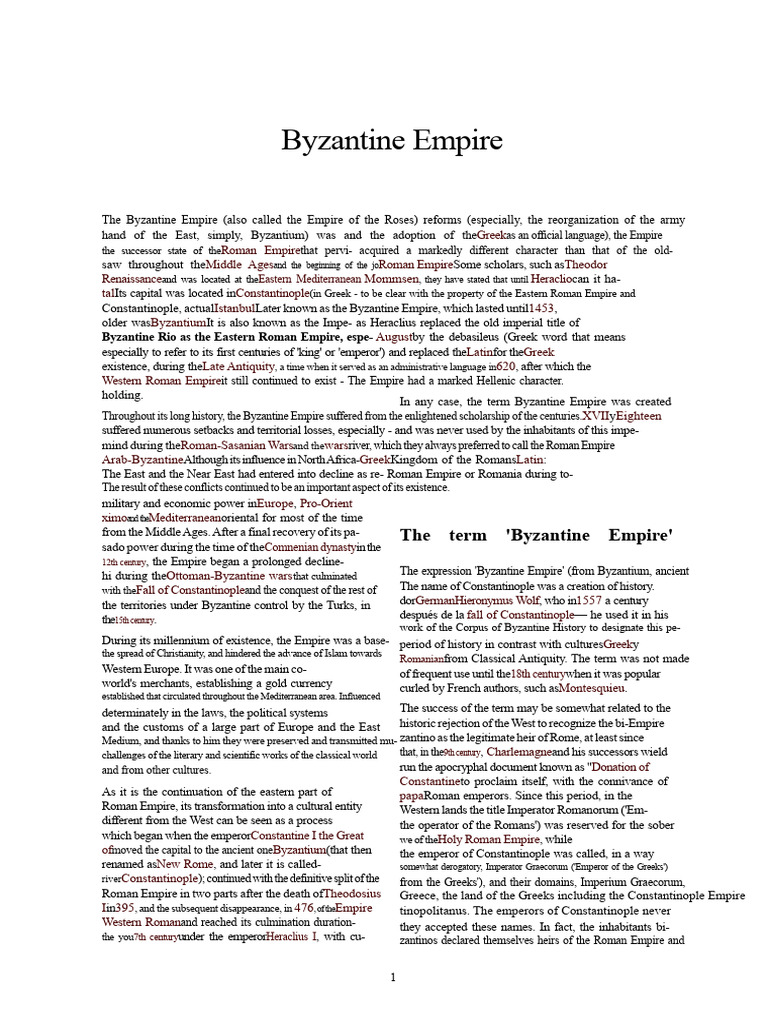 Overview of the Byzantine Empire | PDF | Byzantine Empire | Greeks