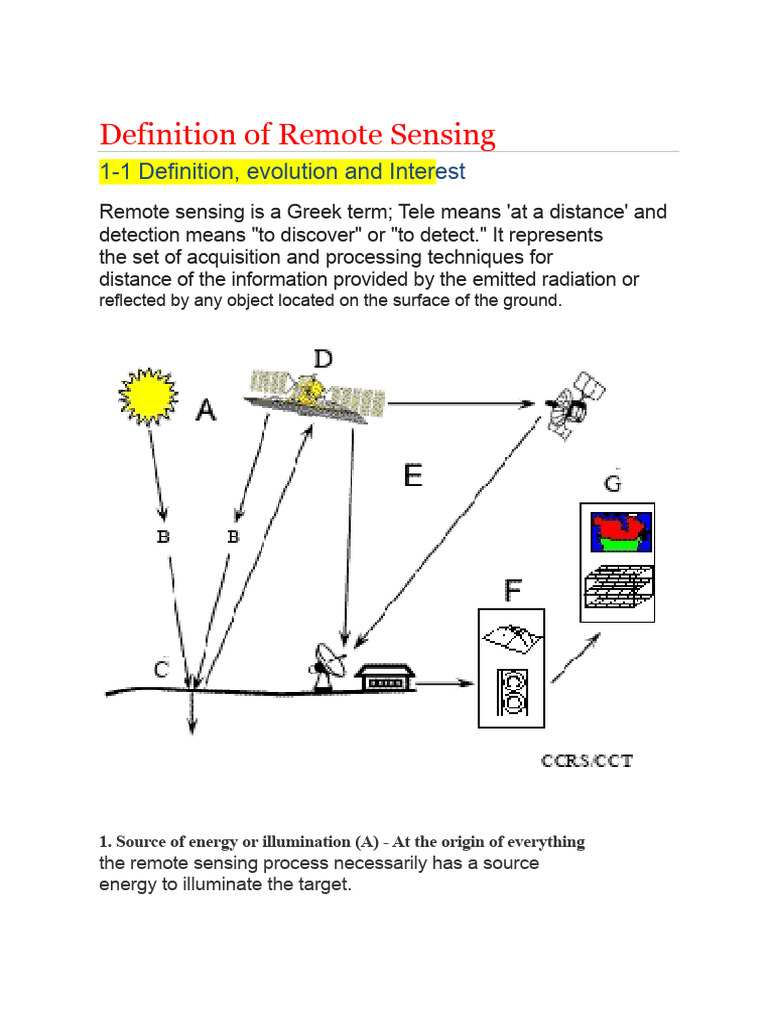 Definition of Remote Sensing | PDF | Remote Sensing | Electromagnetic ...