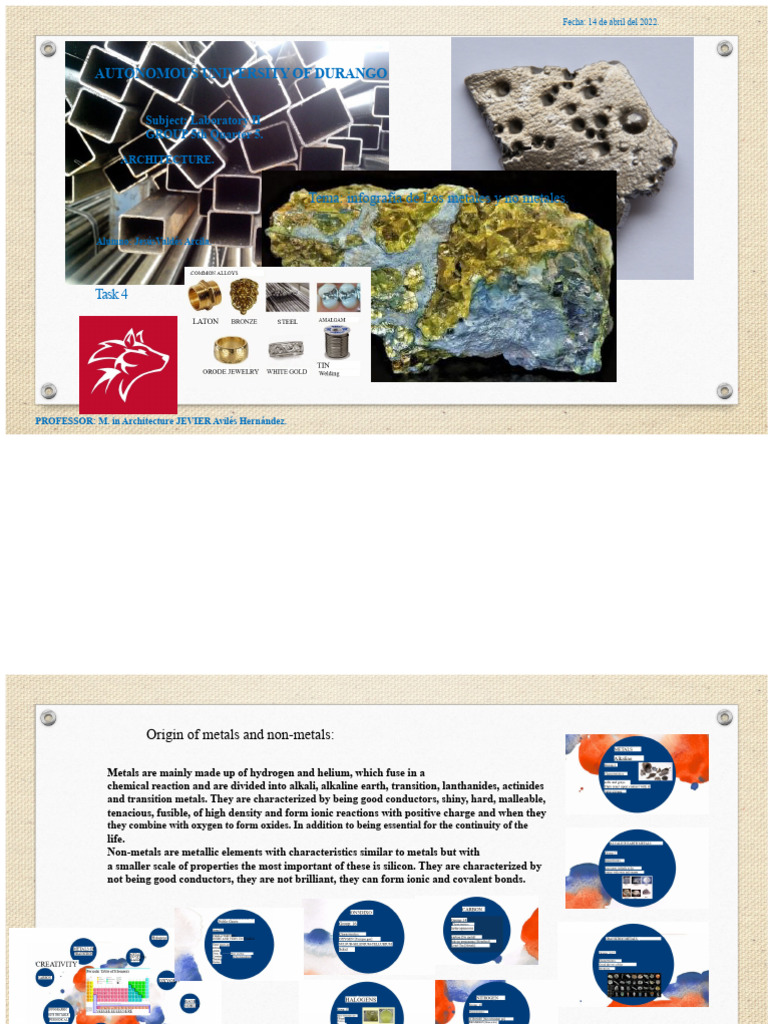 infographic on metals and non-metals. | PDF
