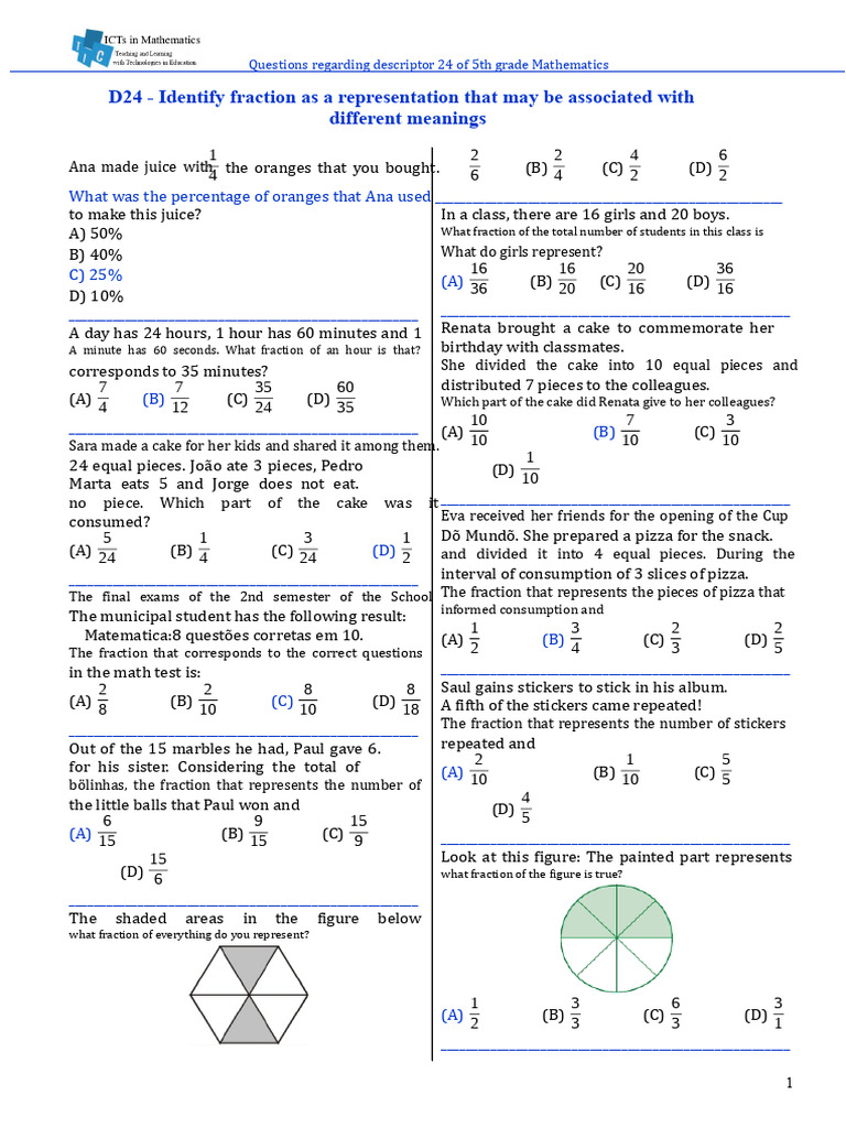 Descriptor 24 - mathematics 5th grade | PDF | Arithmetic | Mathematics