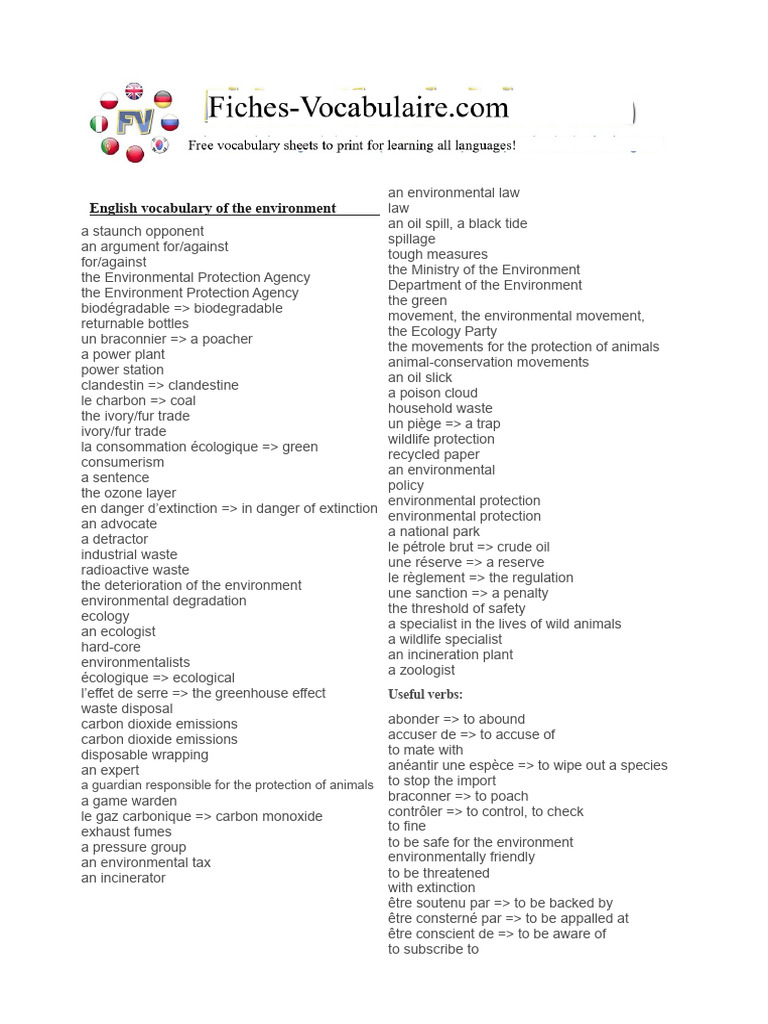 Environmental Vocabulary English 2 | PDF | Waste | Natural Environment