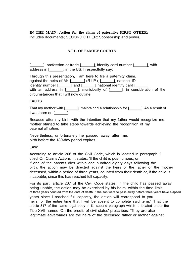Posthumous paternity claim | PDF | Identity Document | Father