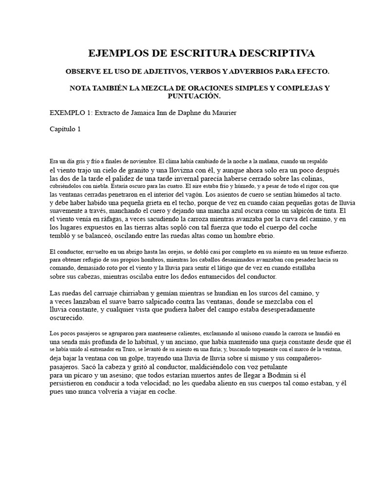 Ejemplos de Escritura Descriptiva | PDF