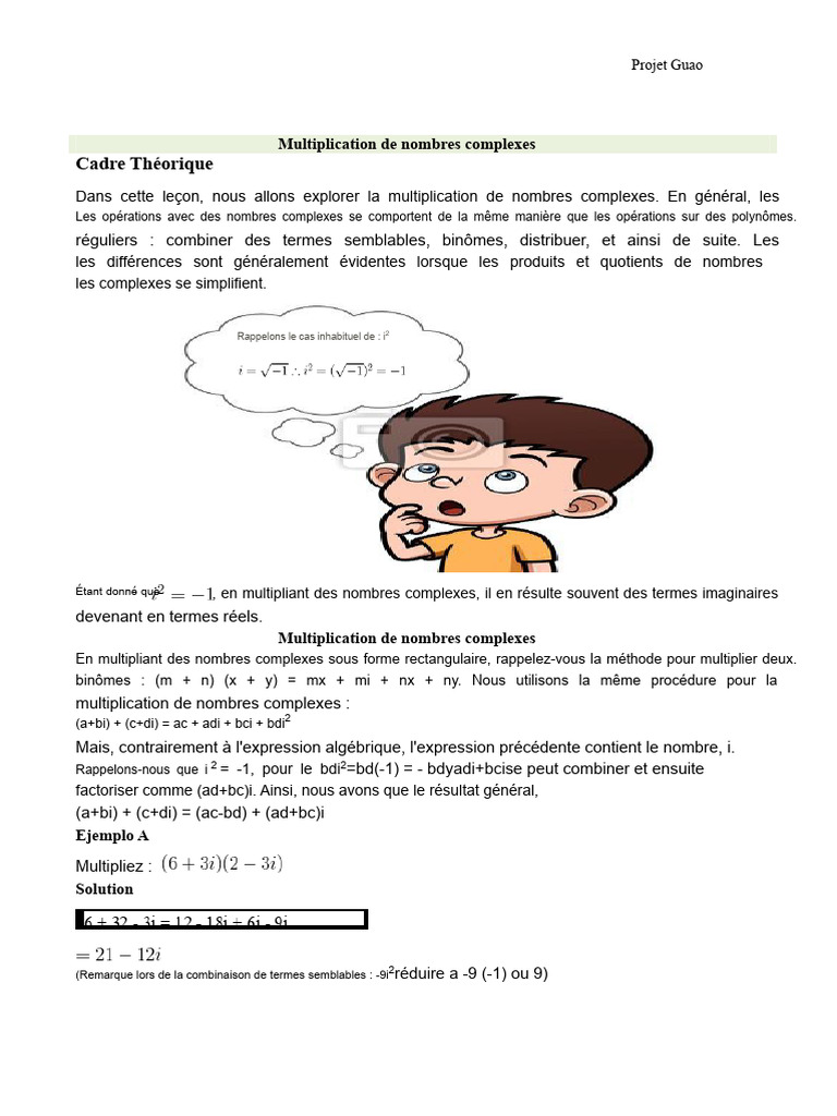 Multiplication des Nombres Complexes | PDF | Nombre complexe ...