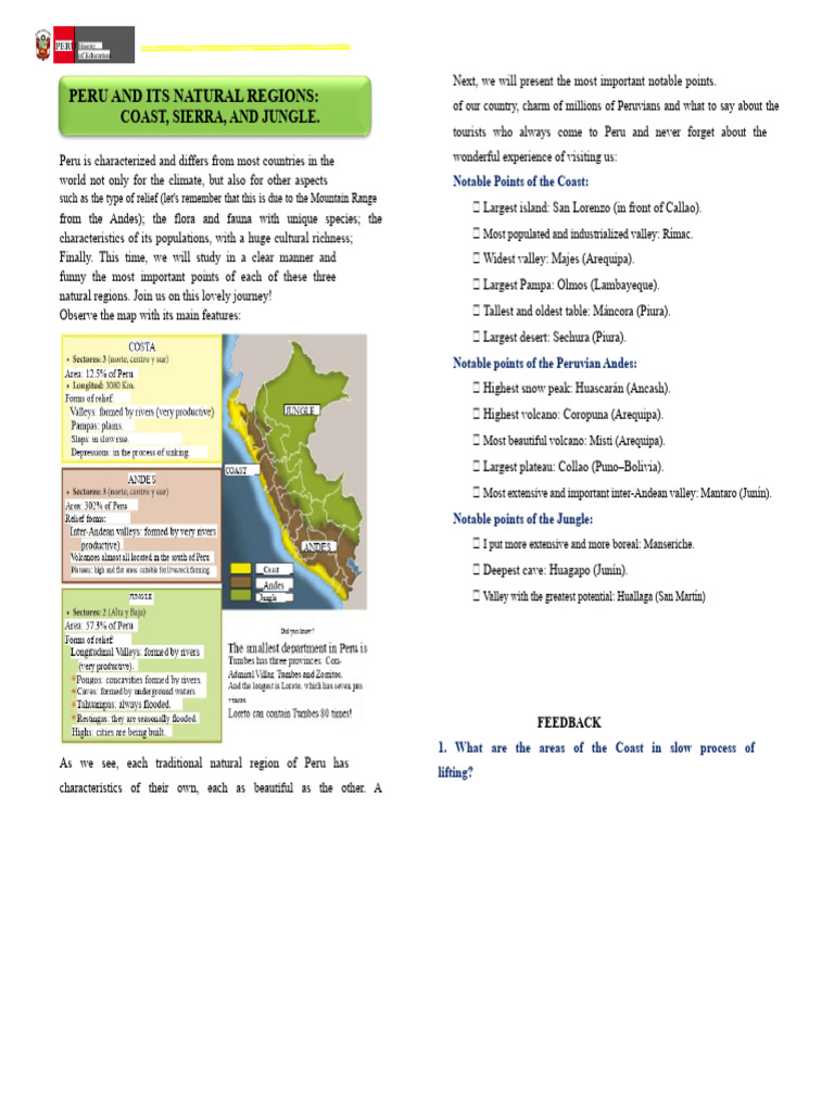 Peru and Its Natural Regions | PDF | Peru | Geomorphology