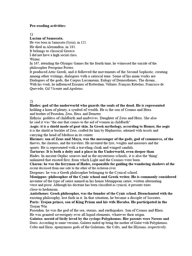 Dialogues of the Gods - Lucian of Samosata (Greek work) | PDF | Zeus ...