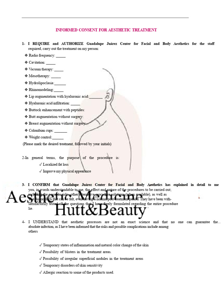 Informed Consent Aesthetic Medicine | PDF | Human Diseases And ...