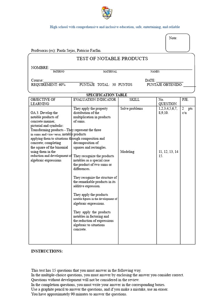 Evaluation of Notable Products | PDF | Area | Mathematics