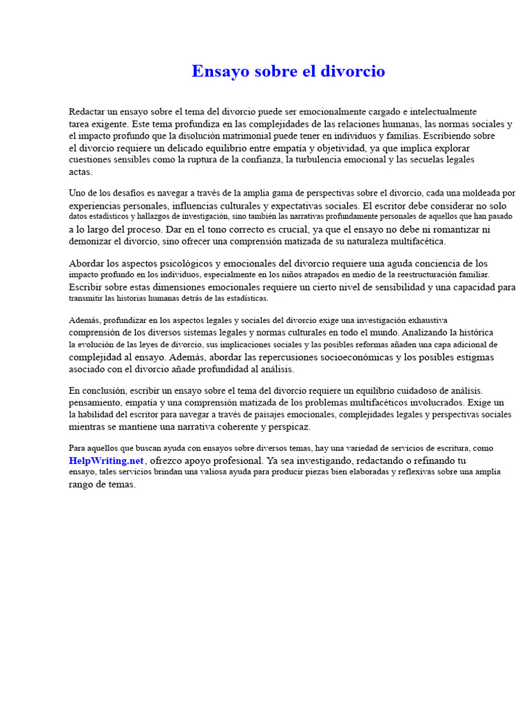 Ensayo Sobre El Divorcio | PDF | Empatía | Amor