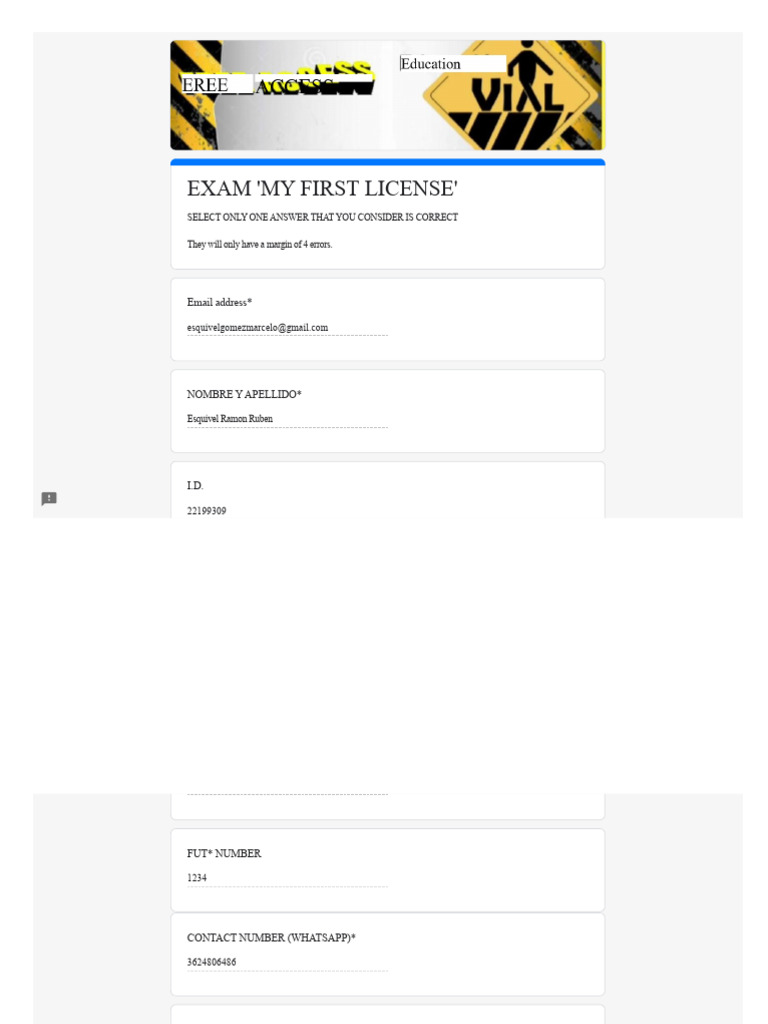 Exam _my First License_answers | PDF | Traffic | Driver's License