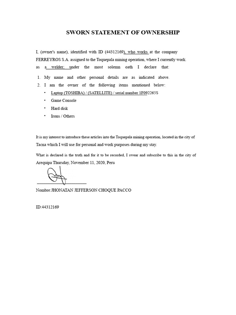 SWORN STATEMENT OF OWNERSHIP Ok | PDF