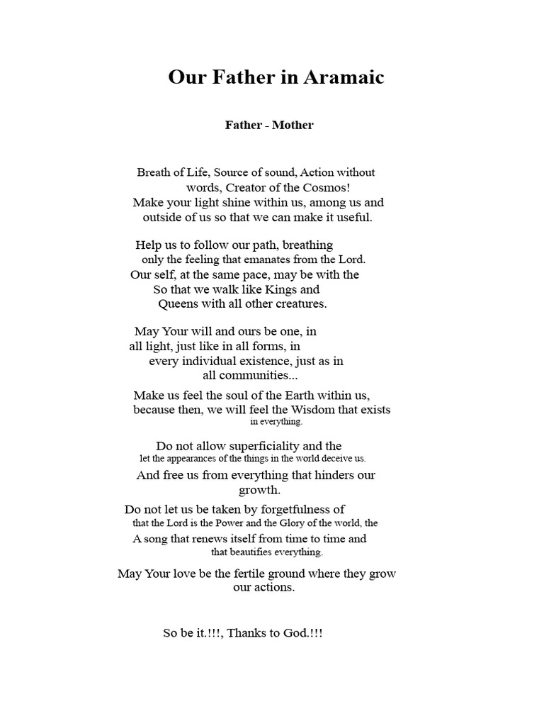 Aramaic Prayer for Spiritual Growth | PDF