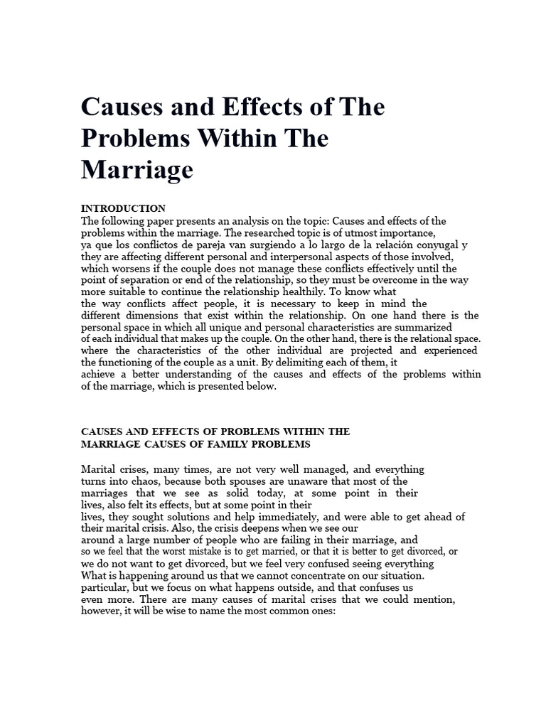 Causes and Effects of Marriage Problems | PDF | Marriage | Divorce