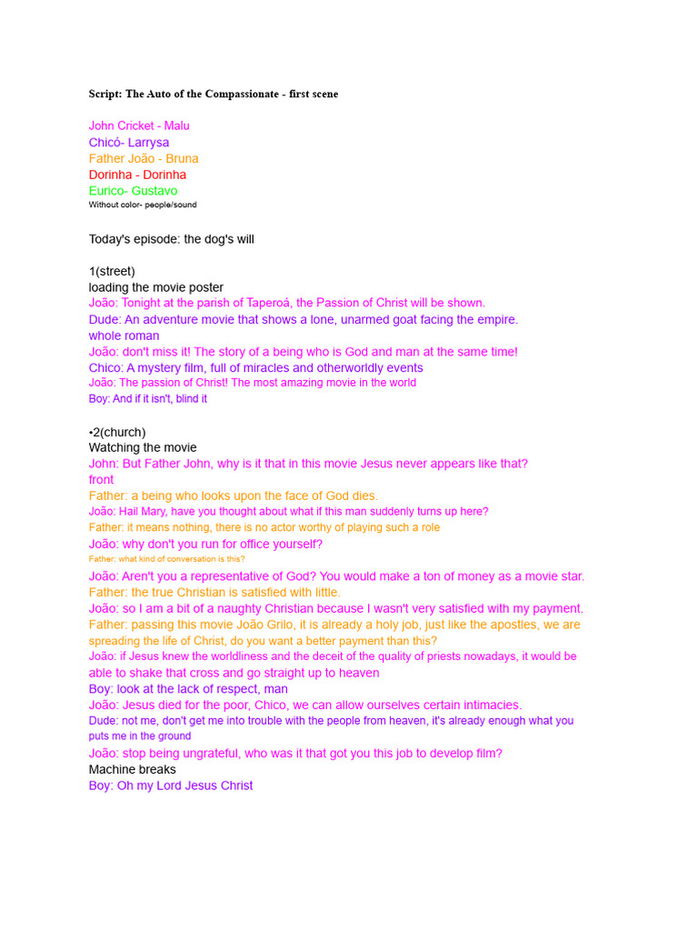 Script - The Auto of Compassionate Lady | PDF