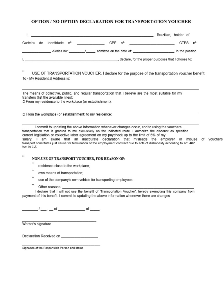 TRANSPORTATION ALLOWANCE - Option and Waiver | PDF