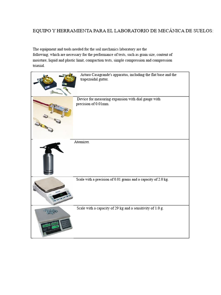 211420507 Equipment and Tools for the Soil Mechanics Laboratory | PDF