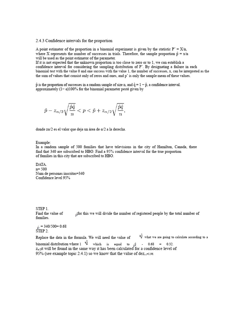 2.4.3 Confidence Intervals For The Proportion, 2.4.4 Confidence ...