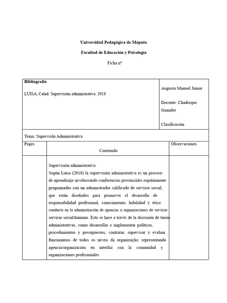 Supervisión administrativa | PDF | Pedagogía | Planificación