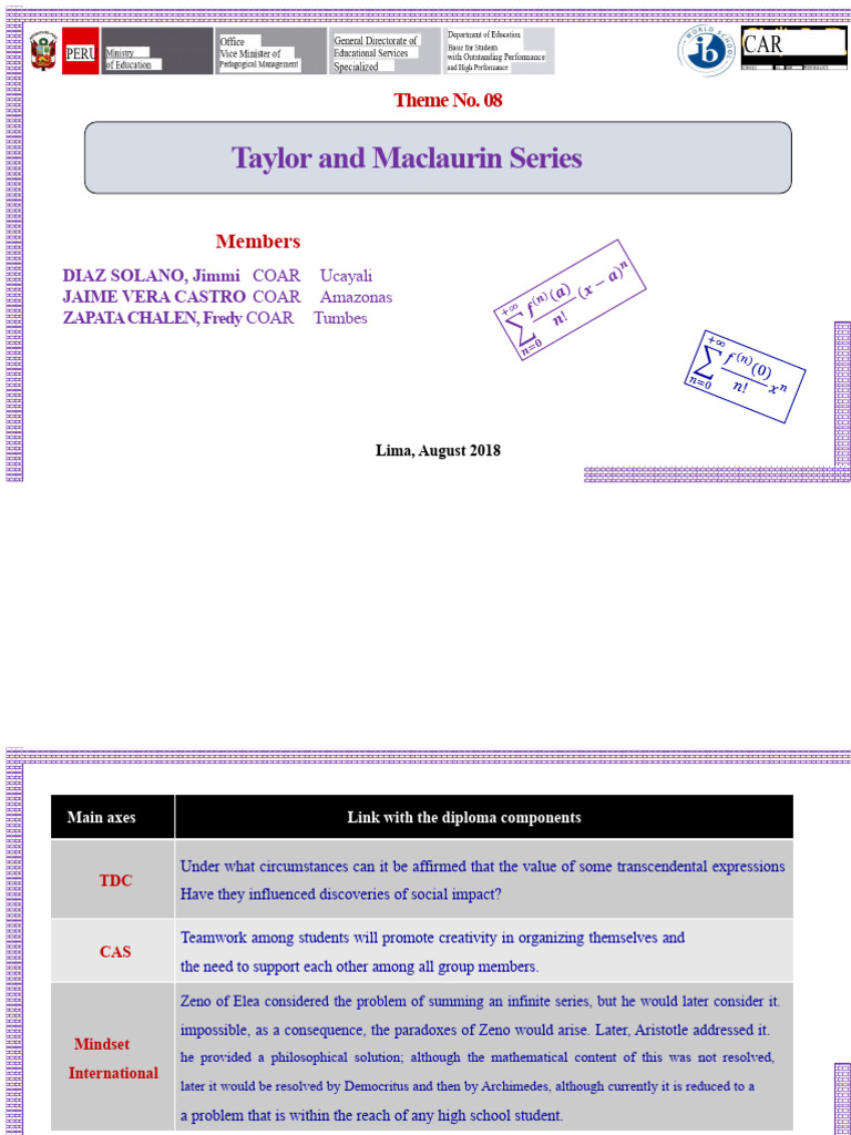Topic 8 - Taylor and Maclaurin Series | PDF | Summation | Power Series