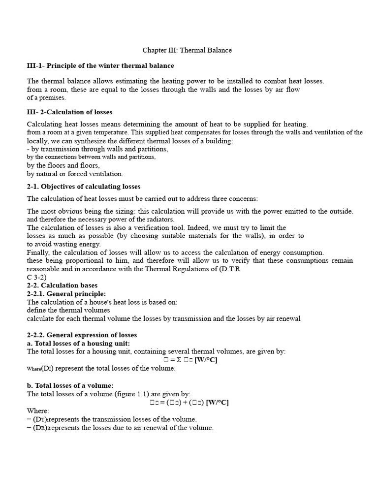 Chapter III - Heating Thermal Balance and Loss Calculations | PDF ...