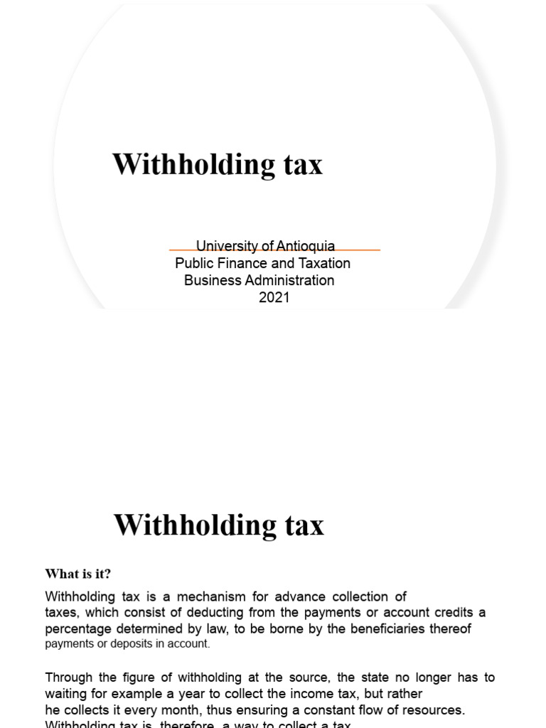 Presentation - Withholding Tax | PDF | Taxes | Value Added Tax
