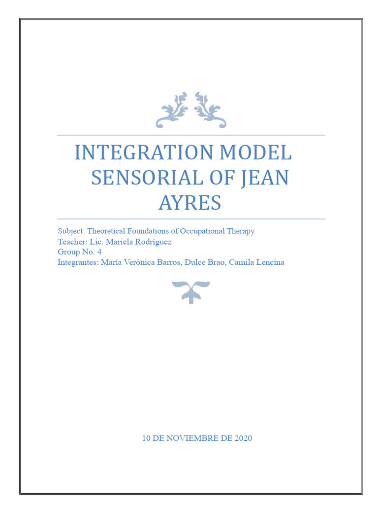 Jean Ayres' Sensory Integration Model | PDF | Somatosensory System ...