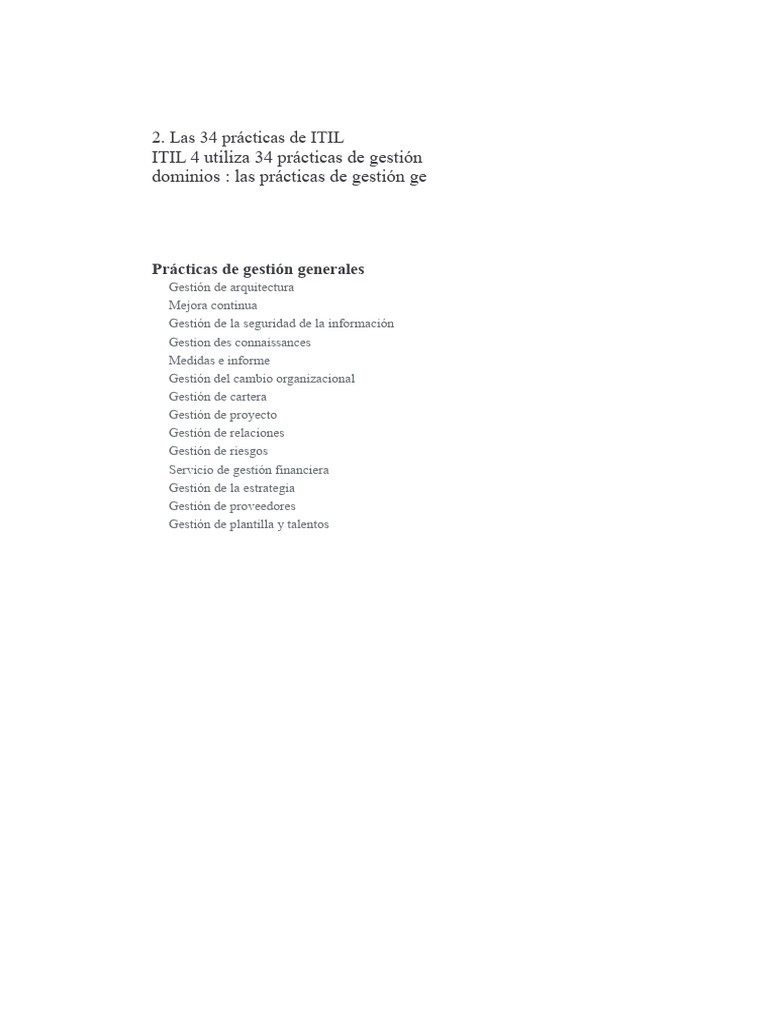 Las 34 prácticas de ITIL | PDF