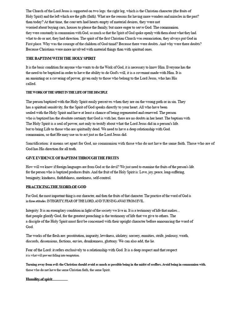 Christian Character and Holy Spirit Baptism | PDF | Baptism | Faith