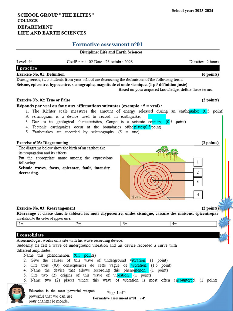 Evaluation No. 01_Science and Life of Earth 4th Grade ELITES2024 | PDF ...