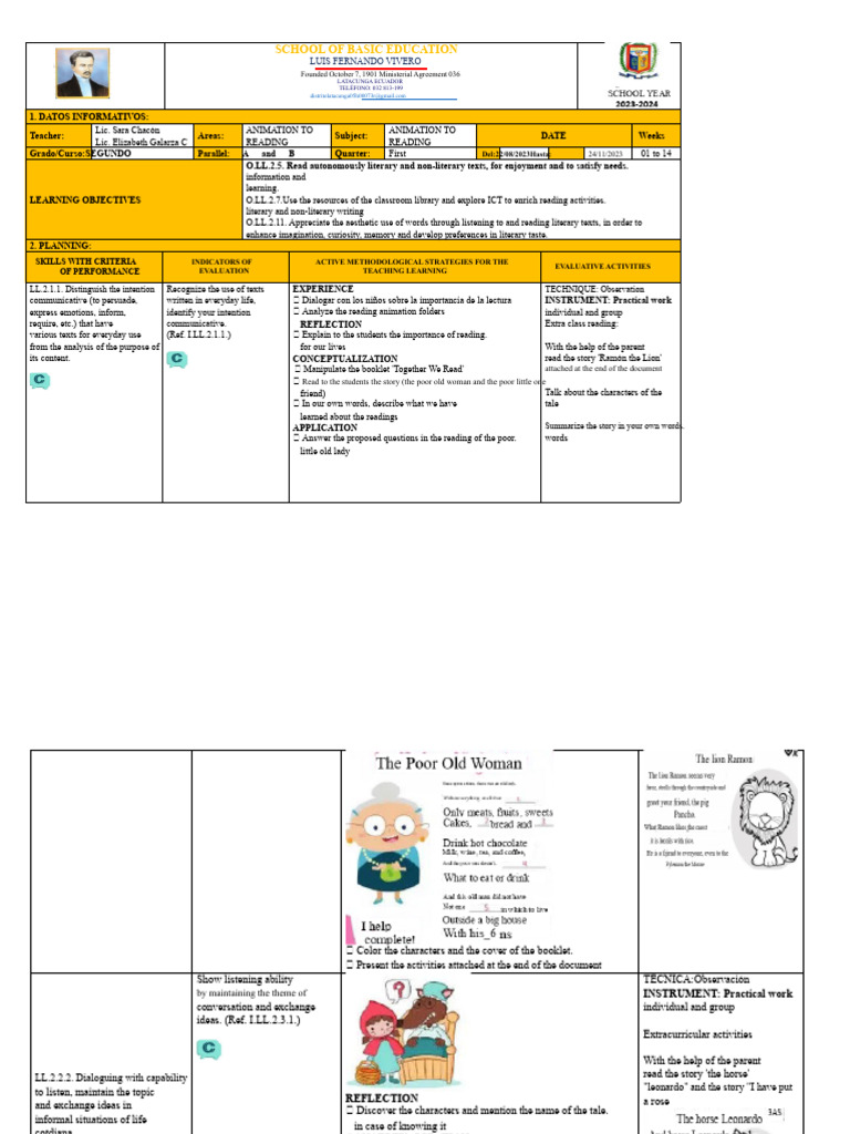 Reading Animation Plan for Second Grade | PDF | Communication ...