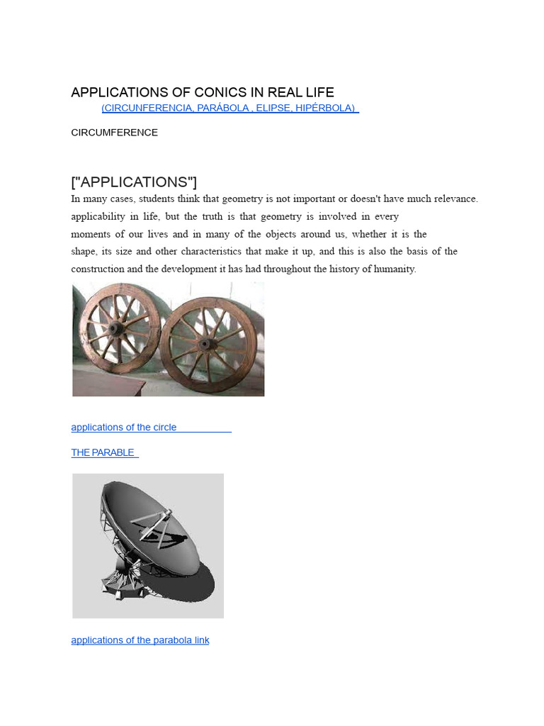 Applications of Conic Sections in Real Life | PDF