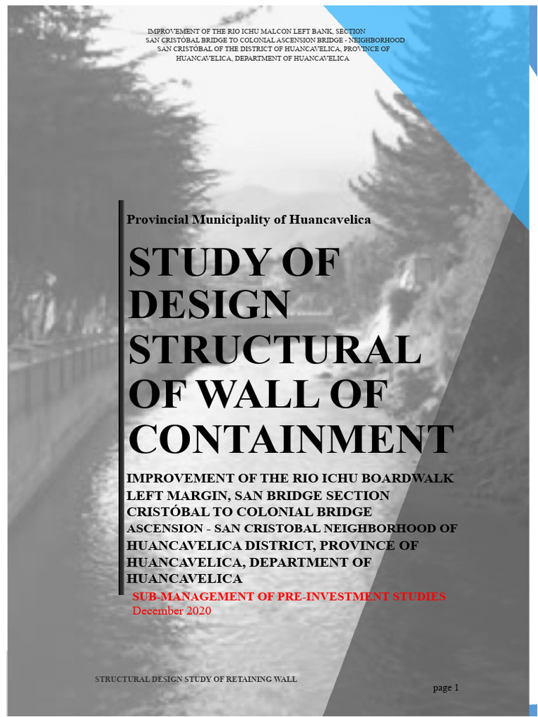 Structural Design Study of Retaining Wall | PDF | Force | Earthquakes
