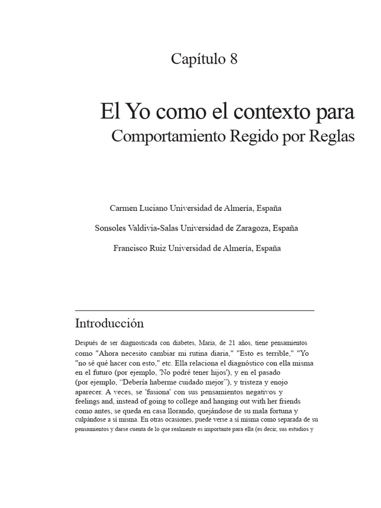 El Yo como el Contexto para el Comportamiento Regido por Reglas | PDF ...