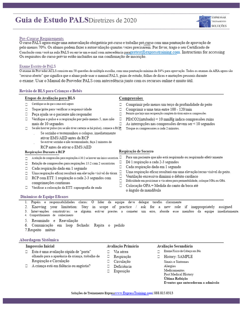 Guia PALS 2020: Requisitos e Procedimentos | PDF