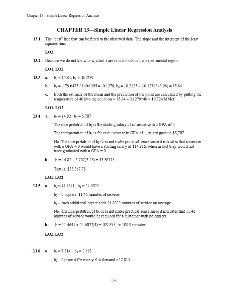 Chap013 Solutions | PDF | Errors And Residuals | Regression Analysis