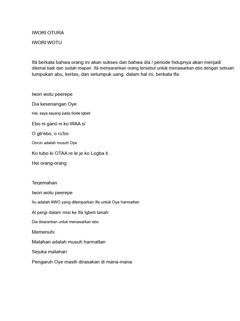 Ebo Ifá untuk Kesuksesan dan Kesehatan | PDF