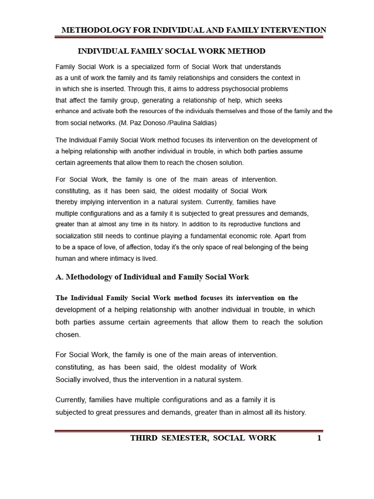 Methodology for Individual and Family Intervention | PDF | Methodology ...