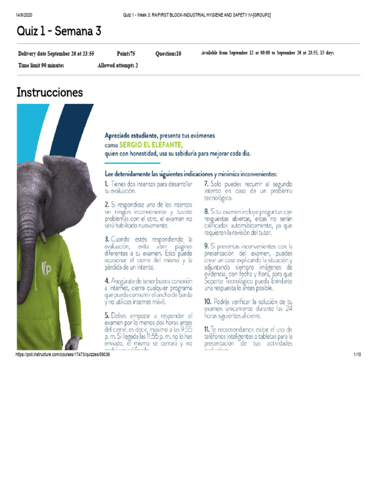 Industrial Hygiene and Safety Iv Quiz 1 Week 3 PDF | PDF | Safety ...