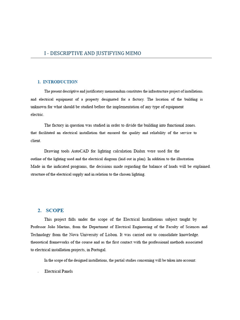 Electrical Installation Project Memo | PDF | Electrical Conductor ...