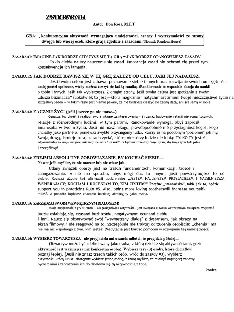Zasady Gry W Randki | PDF